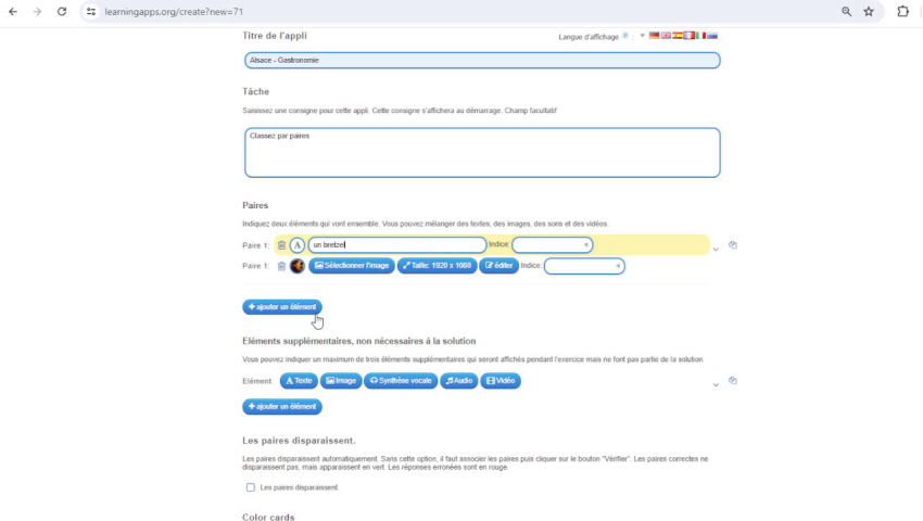L'interface LearningApps - Action Éducative